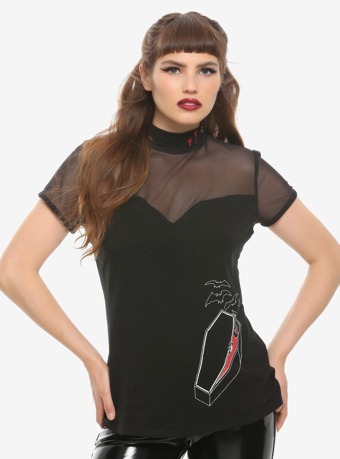Universal Monsters Dracula Mesh Shoulder Girls Top | Hot Topic