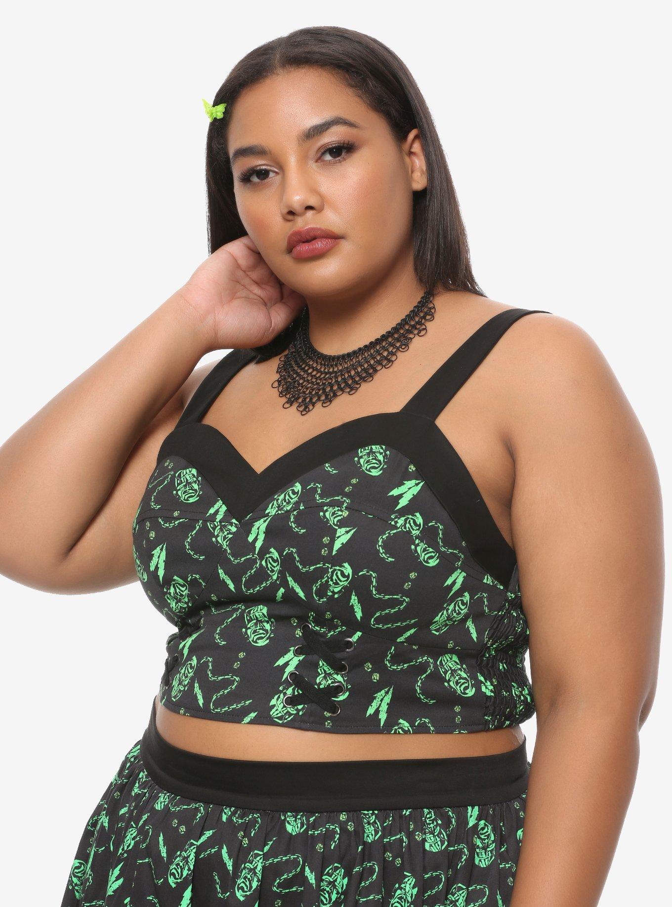 Universal Monsters Frankenstein Retro Girls Crop Top Plus Size | Hot Topic