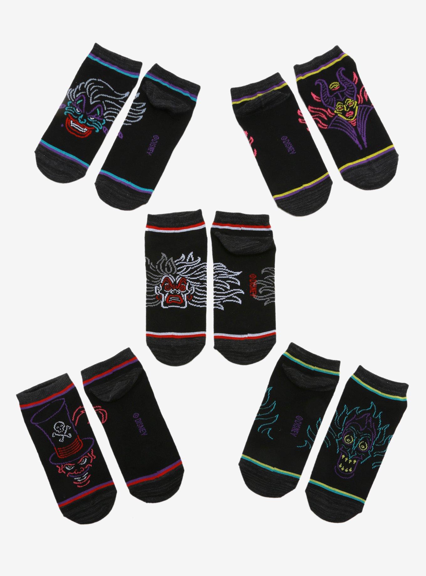Disney Villains Neon Ankle Sock Set - BoxLunch Exclusive | BoxLunch