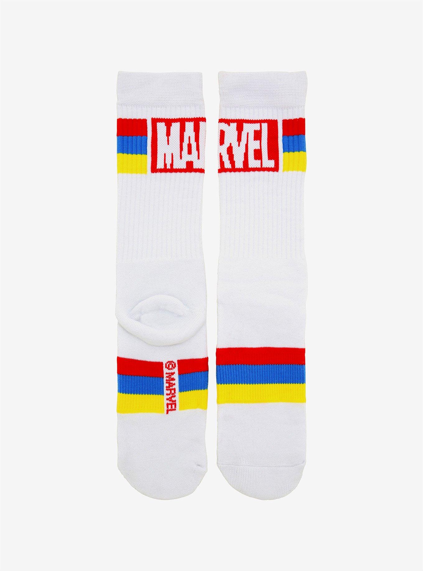 Marvel Primary Color Striped Crew Socks - BoxLunch Exclusive | BoxLunch