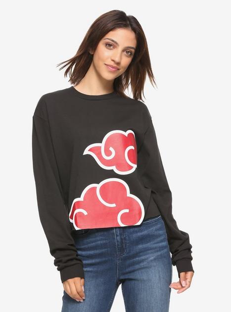 Naruto Shippuden Akatsuki Clouds Girls Long-Sleeve Crop T-Shirt | Hot Topic