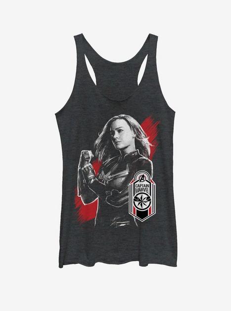 Marvel Avengers: Endgame Cap Marvel Tag Womens Tank Top - BLACK | BoxLunch