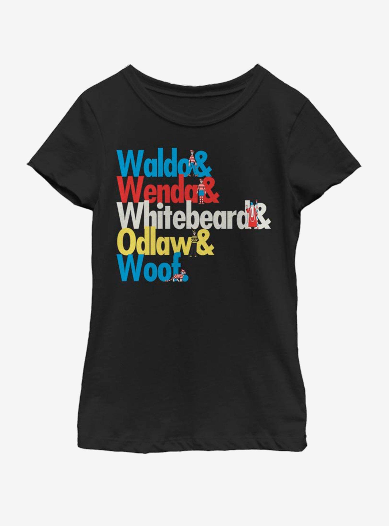 Where's Waldo Char Stack Youth Girls T-Shirt - BLACK | BoxLunch