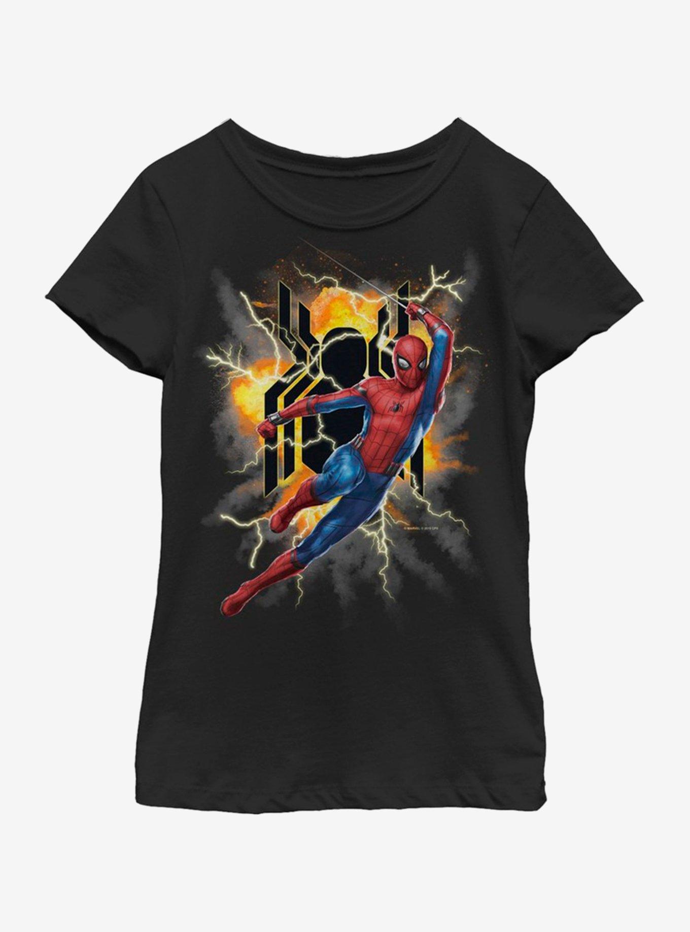 Marvel Spiderman: Far From Home Exploding Spider Youth Girls T-Shirt ...