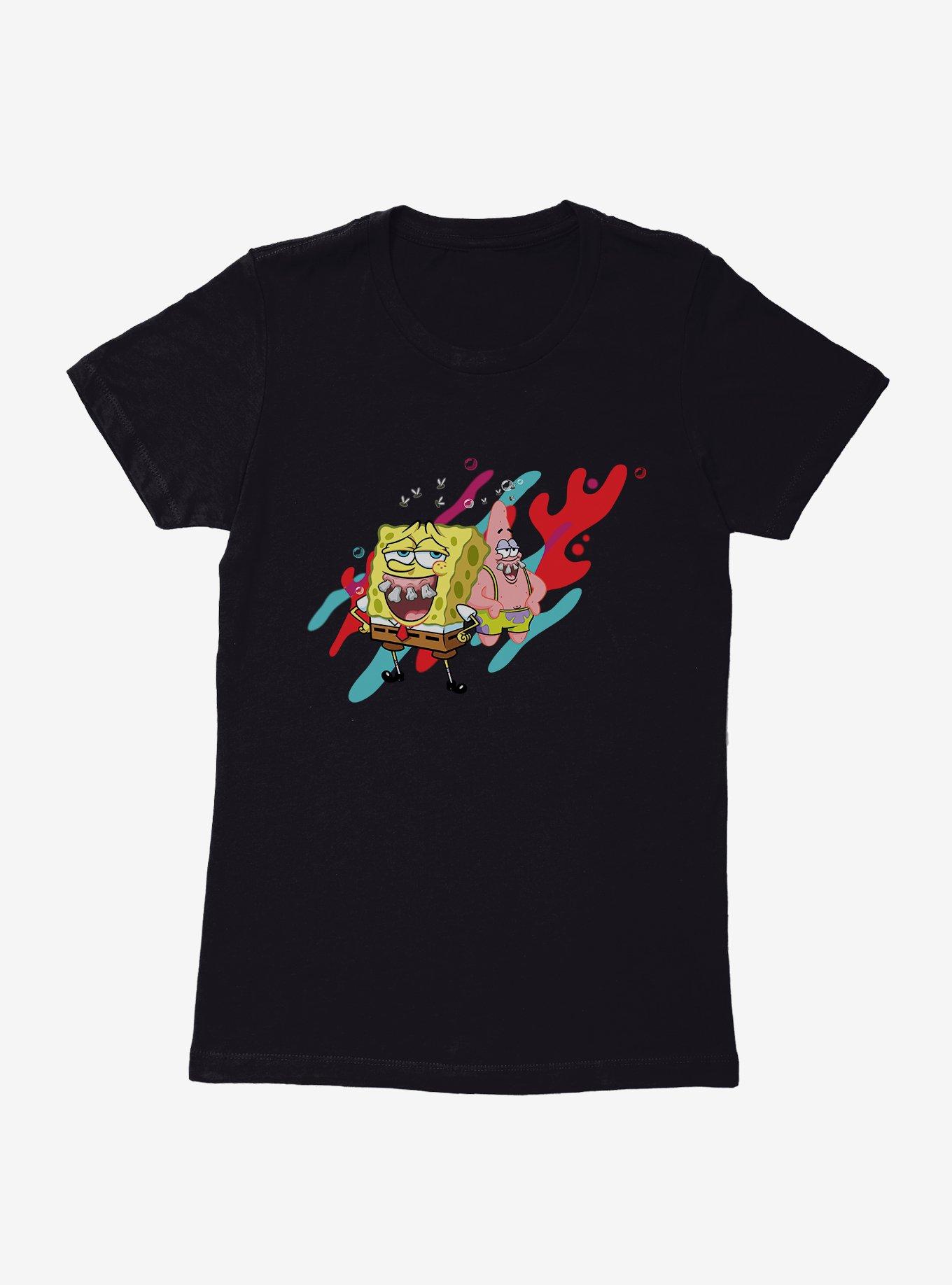 SpongeBob SquarePants Fake Teeth SpongeBob Patrick Coral Womens T-Shirt ...