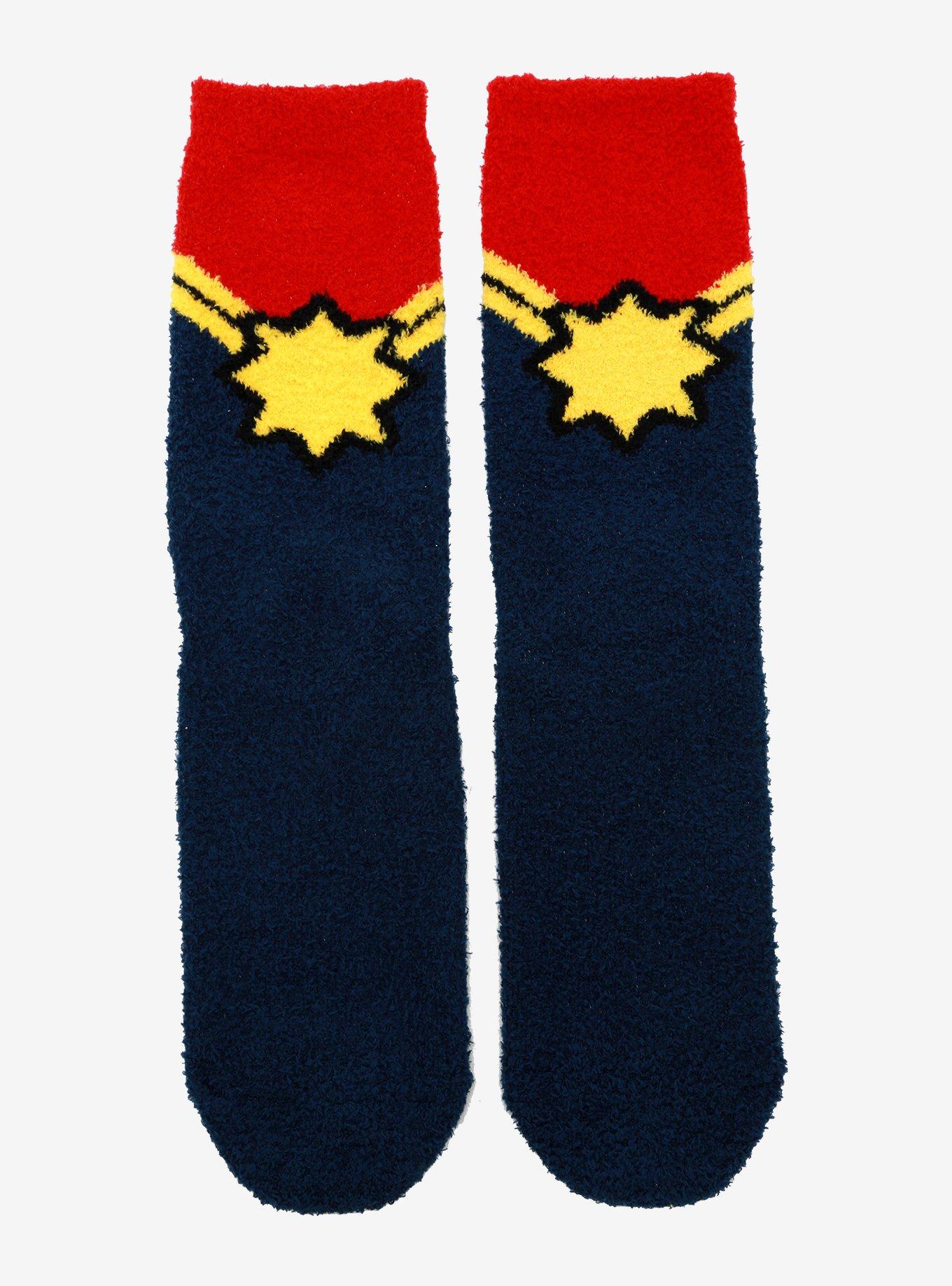 Marvel Captain Marvel Hero Suit Fuzzy Crew Socks - BoxLunch Exclusive ...