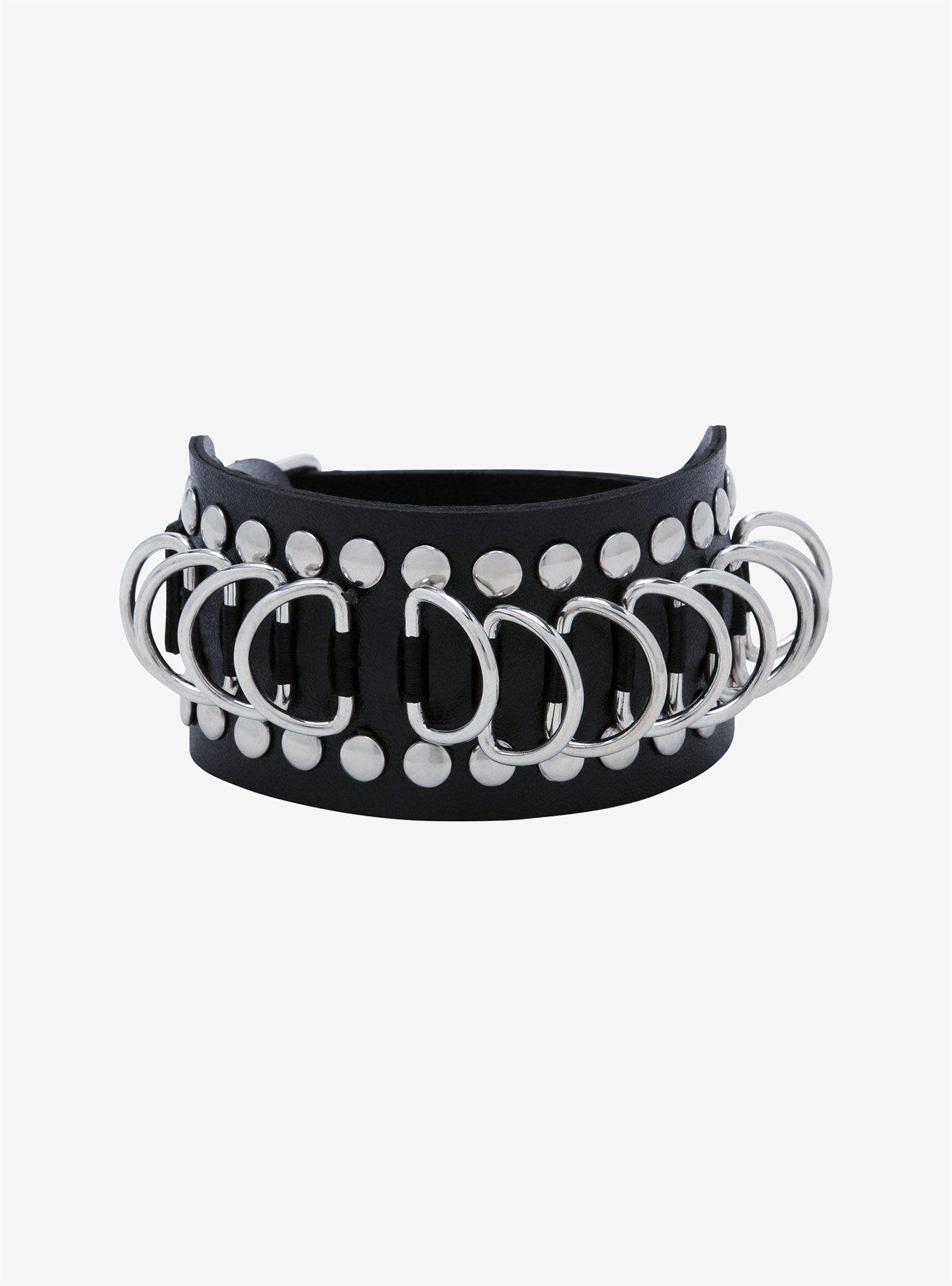 Black D-Ring Faux Leather Bracelet | Hot Topic