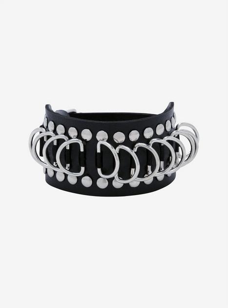 Black D-Ring Faux Leather Bracelet | Hot Topic
