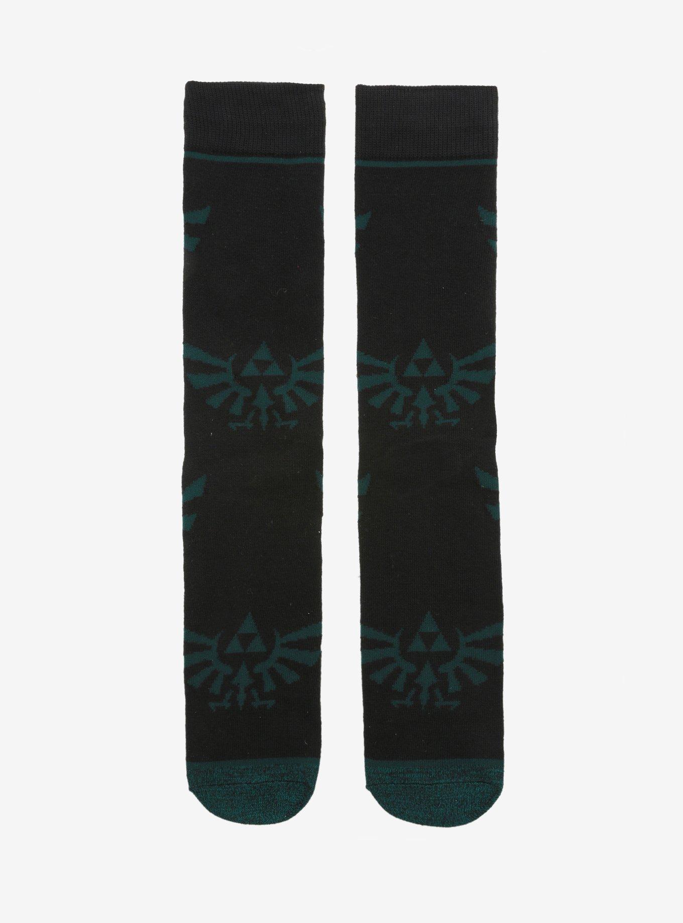 The Legend Of Zelda Black & Green Crew Socks | Hot Topic