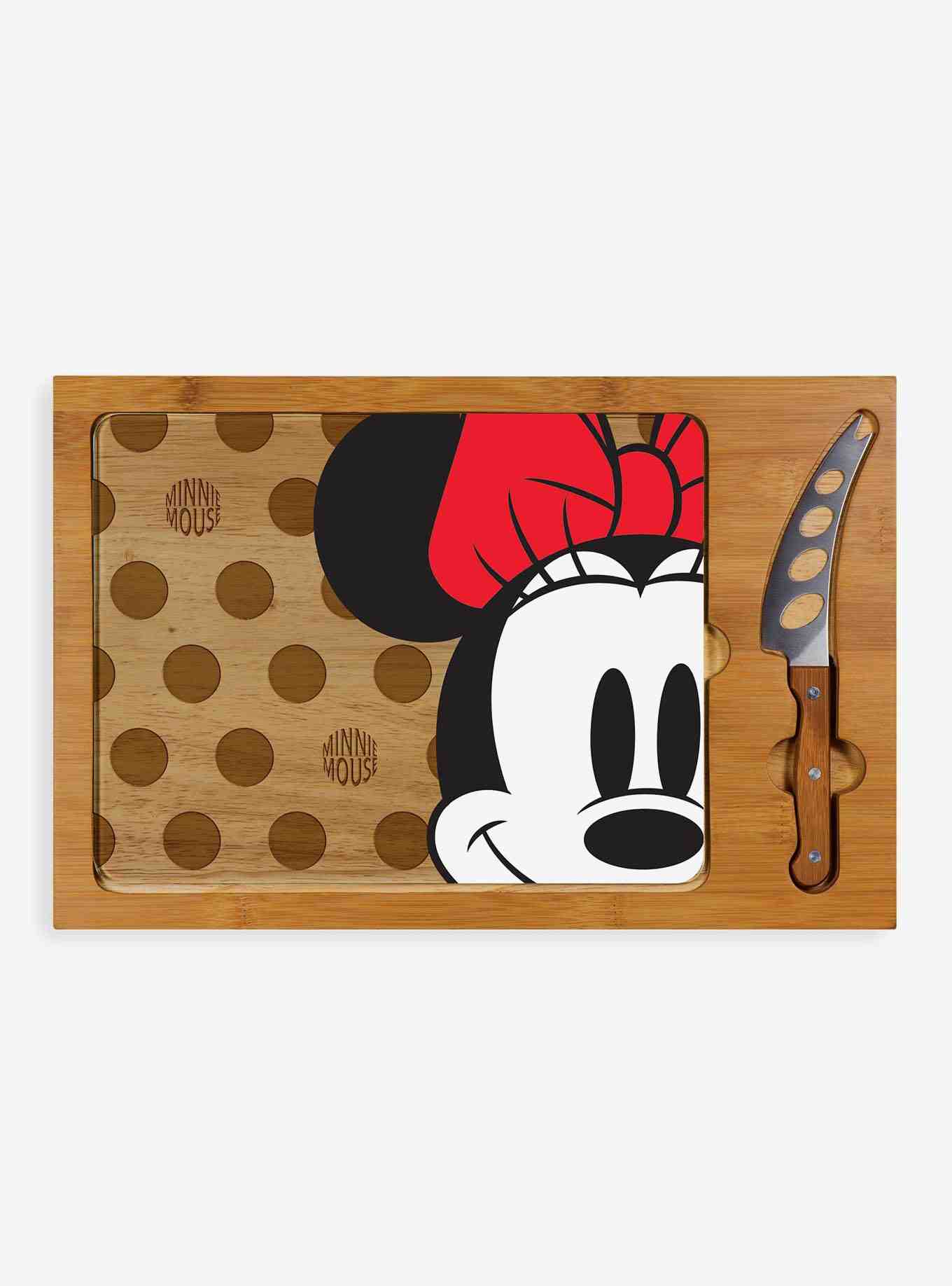 Disney Minnie Mouse Icon Glass Top Serving Tray & Knife Set | Hot Topic