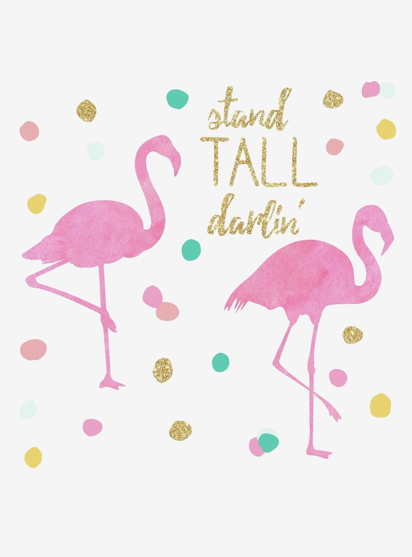 Stand Tall Flamingo Peel And Stick Wall Decals With Glitter | Hot Topic