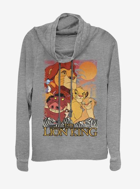 Disney The Lion King Paste Cowlneck Long-Sleeve Womens Top - GREY ...
