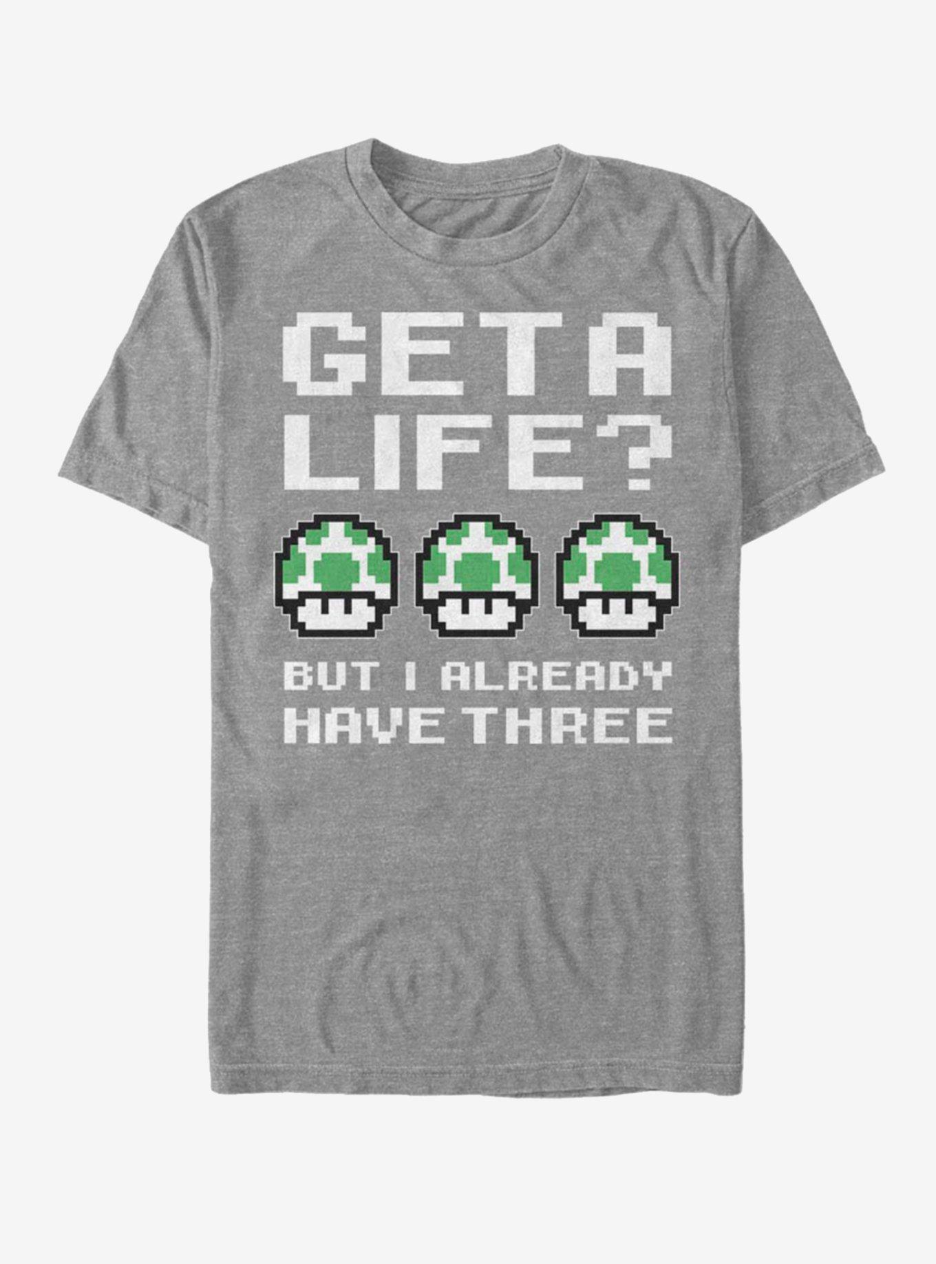 Nintendo Super Mario Three Lives T-Shirt - GREY | BoxLunch