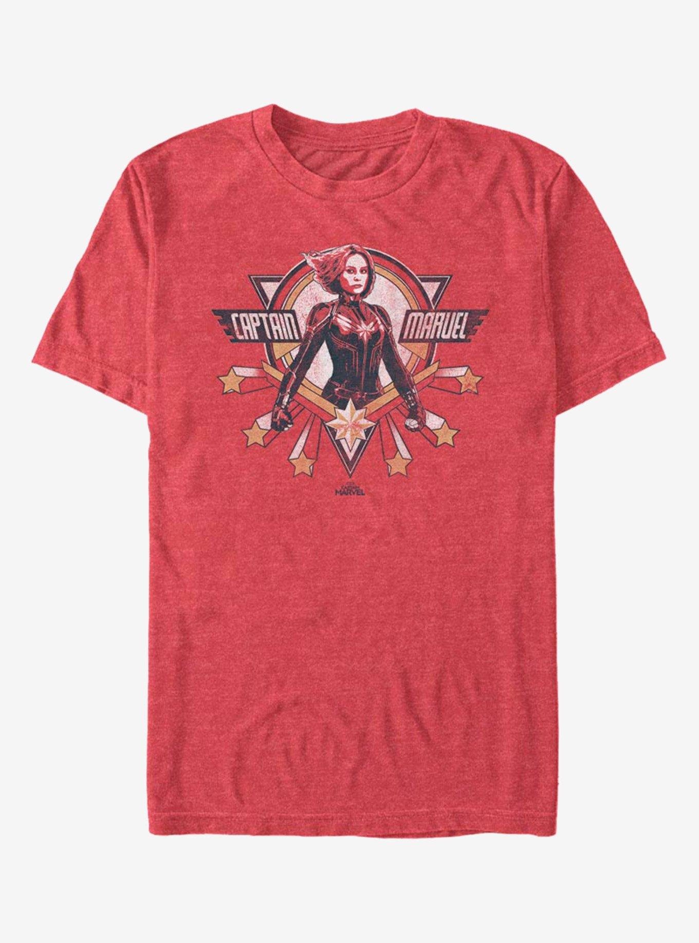 Marvel Captain Marvel American Captain 2 Logo T Shirt Red Hot Topic