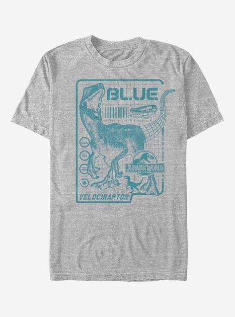 Jurassic Park Raptor Blue Print T-Shirt - GREY | Hot Topic