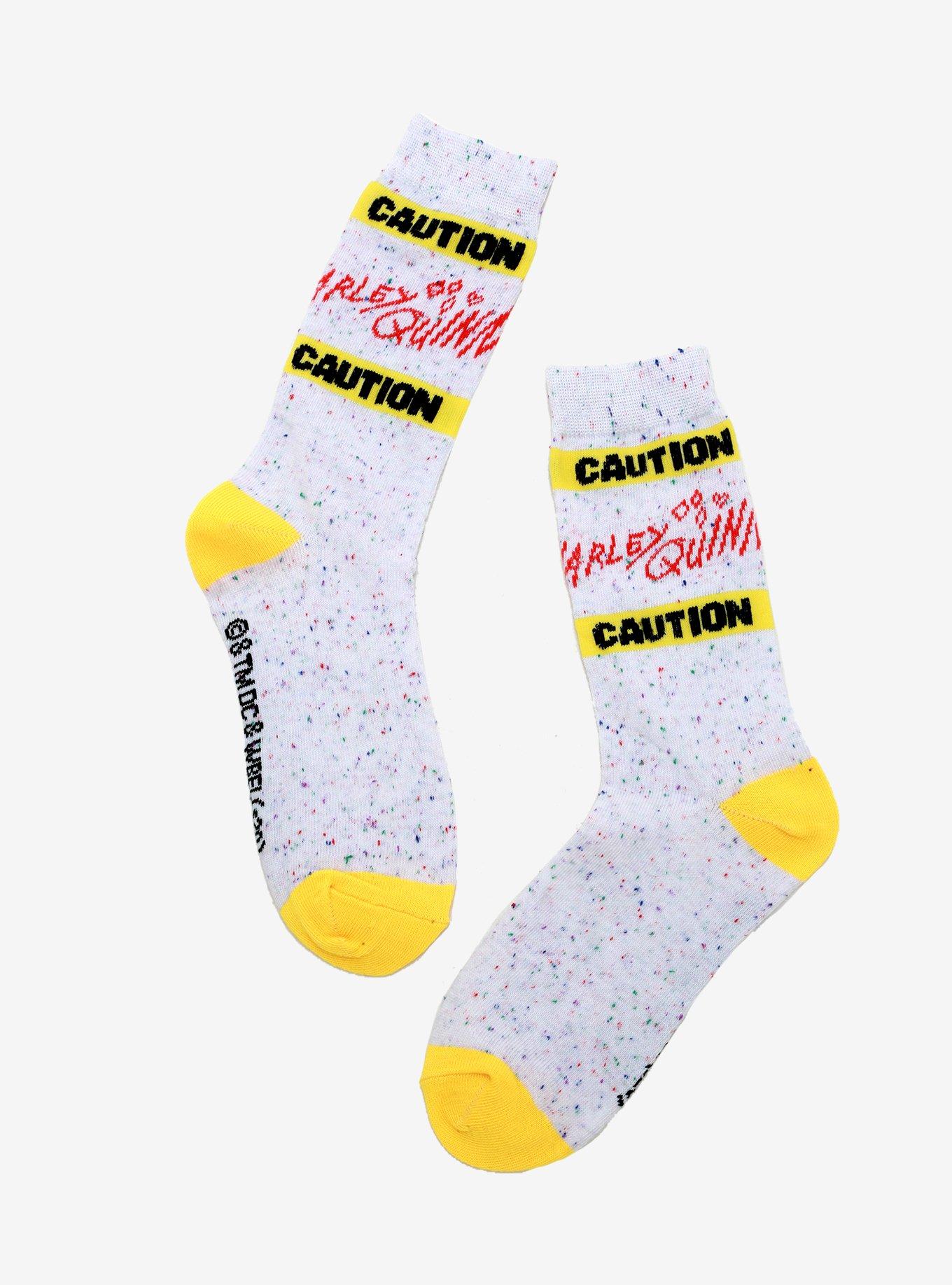 DC Comics Birds Of Prey Harley Quinn Caution Crew Socks | Hot Topic