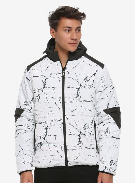 Black & White Reflective Puffer Jacket | Hot Topic