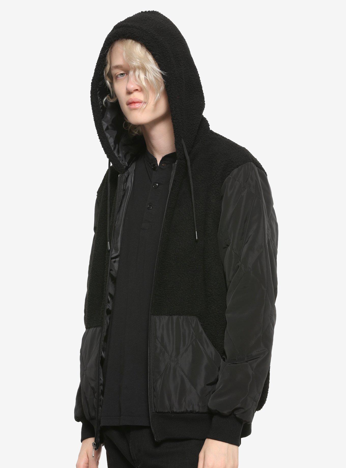 Black Sherpa Hooded Jacket | Hot Topic