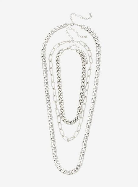 Silver Chain Necklace Set | Hot Topic