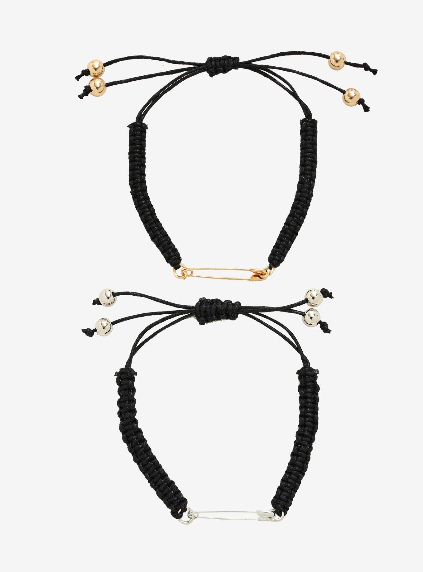 Safety Pin Best Friend Cord Bracelet Set | Hot Topic