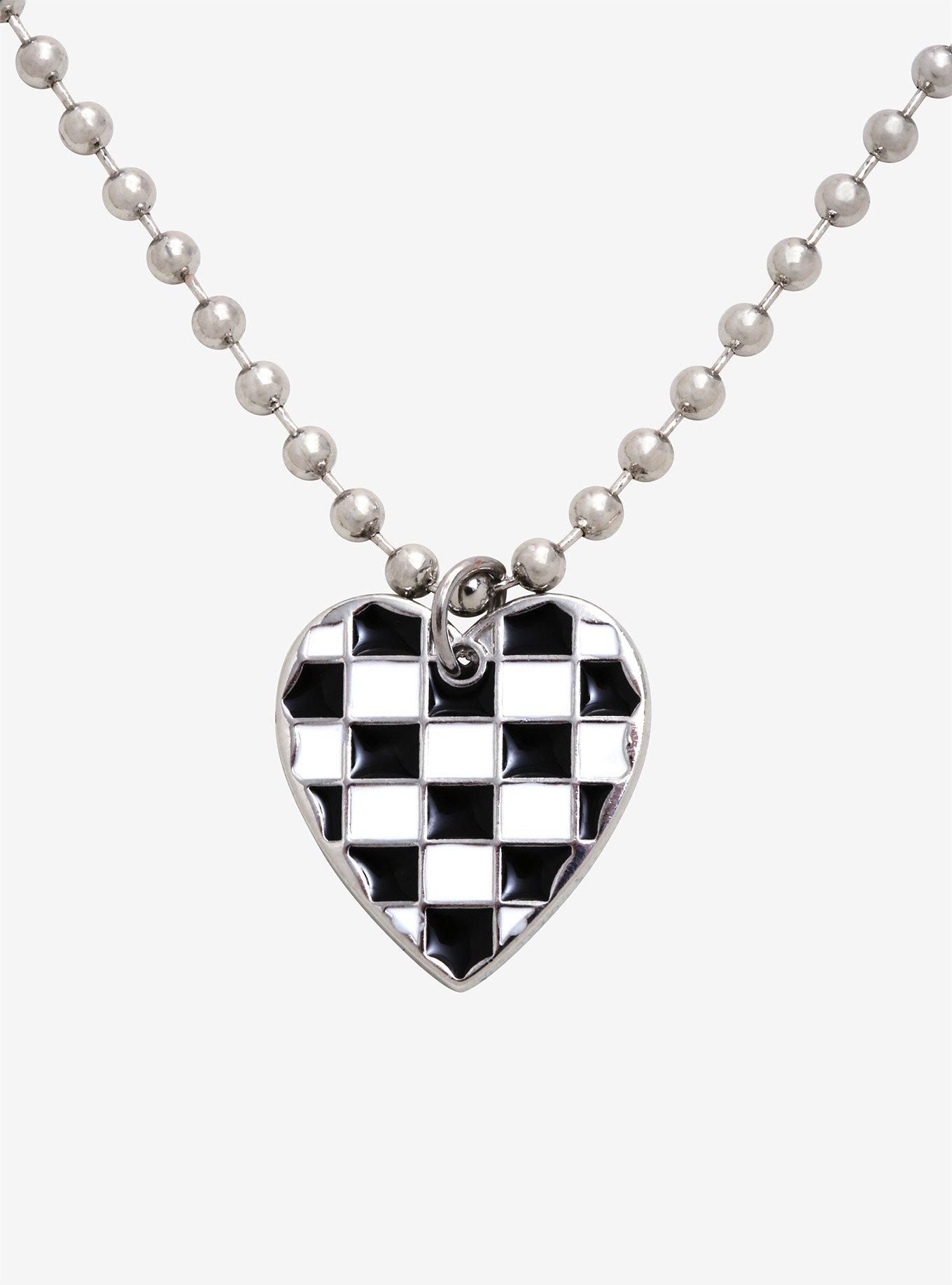 Checkered Heart Ball Chain Choker | Hot Topic