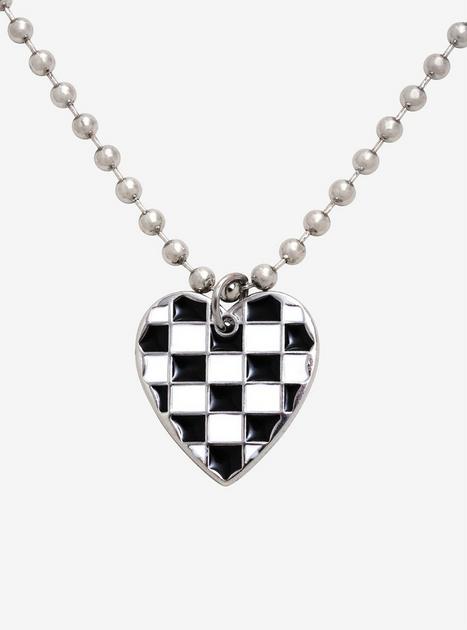 Checkered Heart Ball Chain Choker | Hot Topic