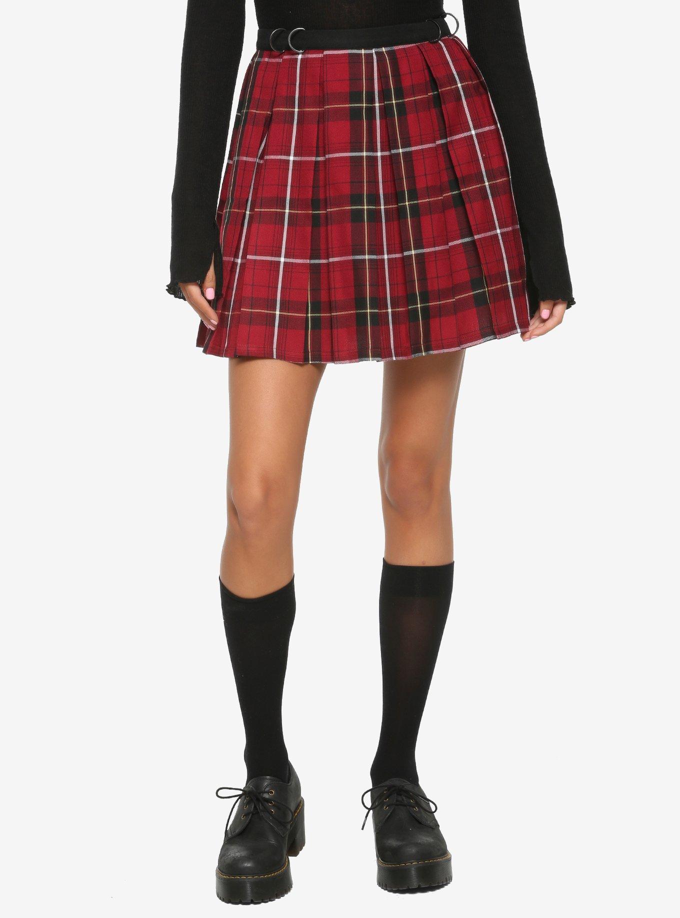 Burgundy Plaid D-Ring Skirt | Hot Topic