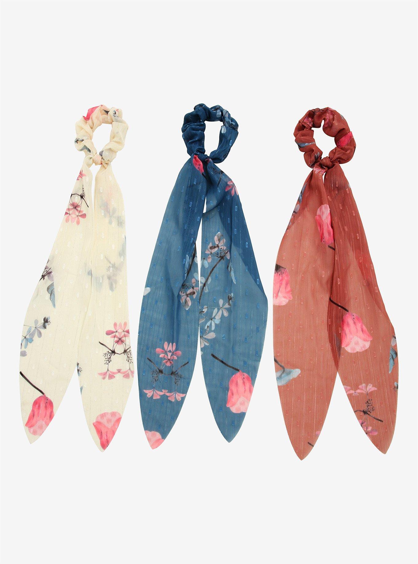 Floral Chiffon Long Bow Scrunchy Set - BoxLunch Exclusive | BoxLunch