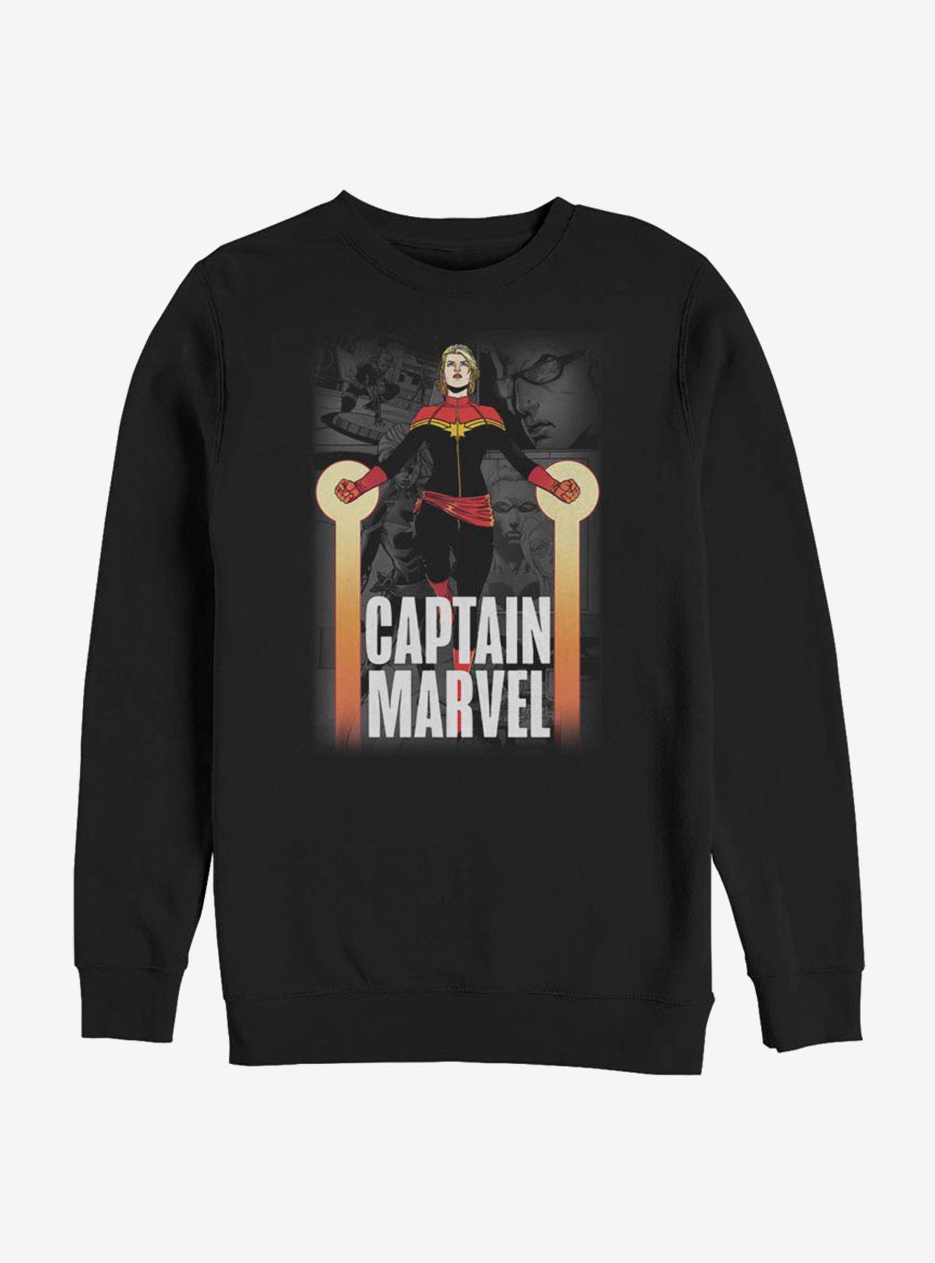 Marvel Captain Marvel Rising Panels Sweatshirt - BLACK | BoxLunch