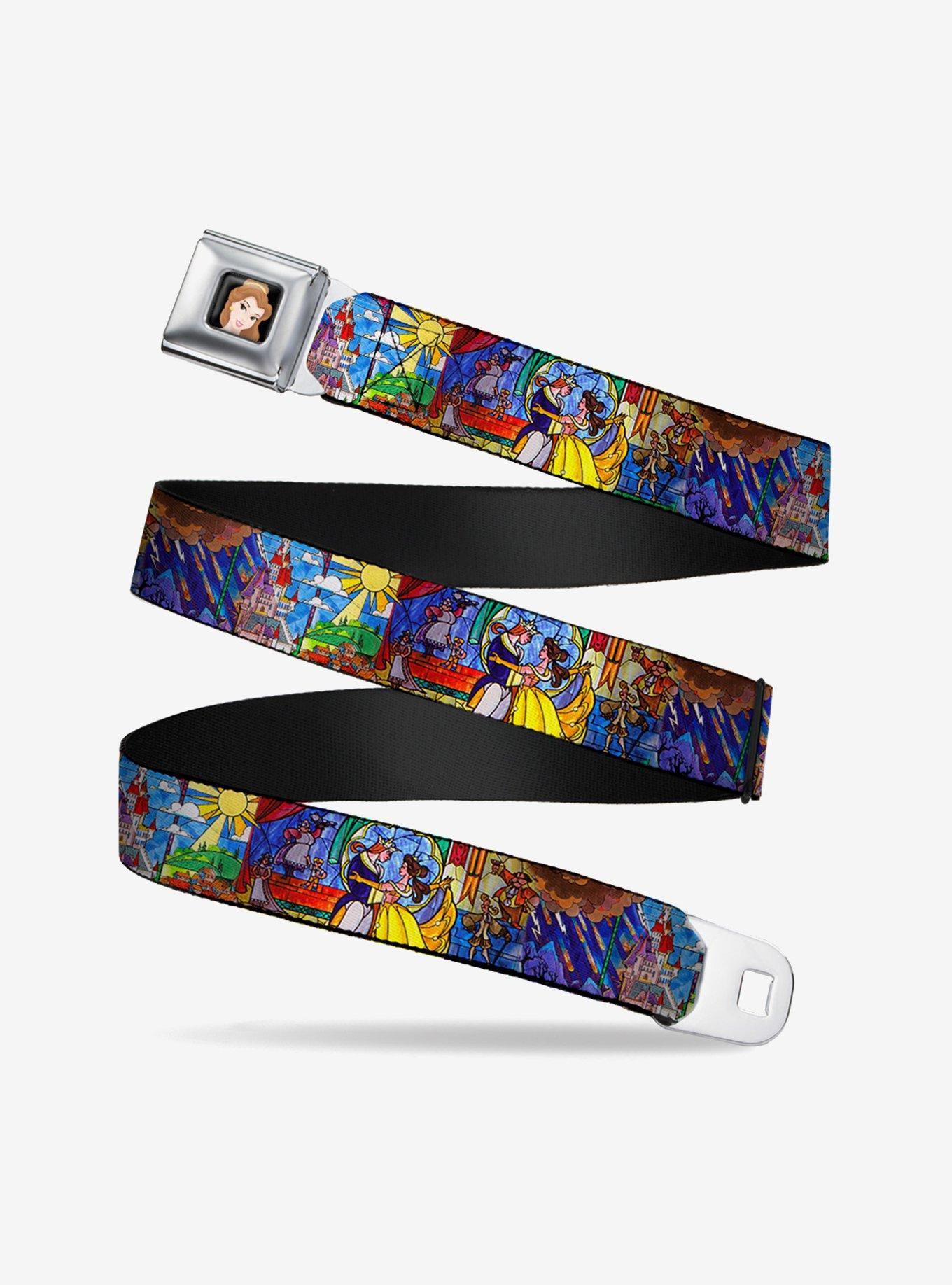 Disney Beauty And The Beast Stained Glass Scenes Seatbelt Belt | BoxLunch