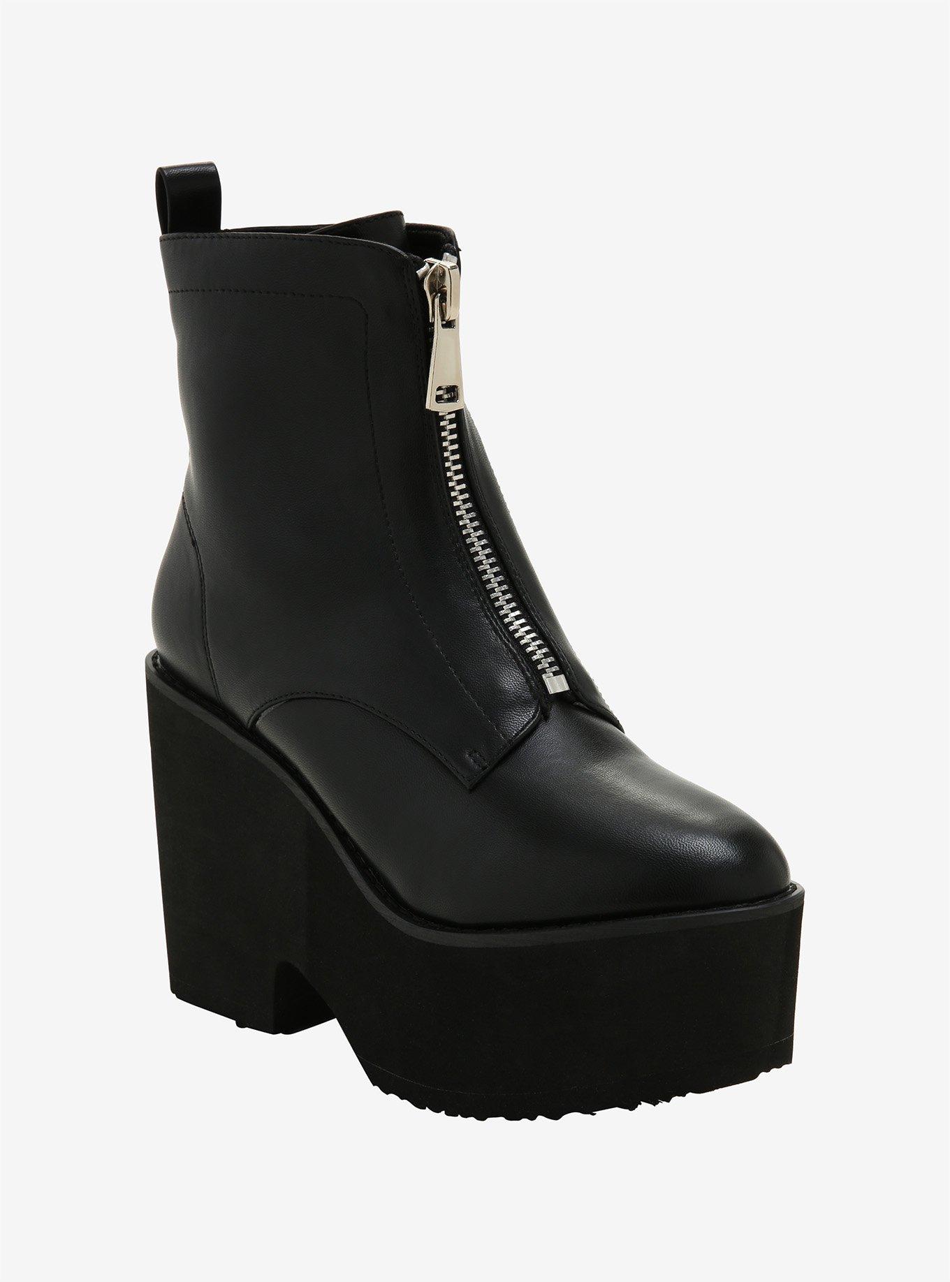 Level Up Zip Front Platform Booties | Hot Topic