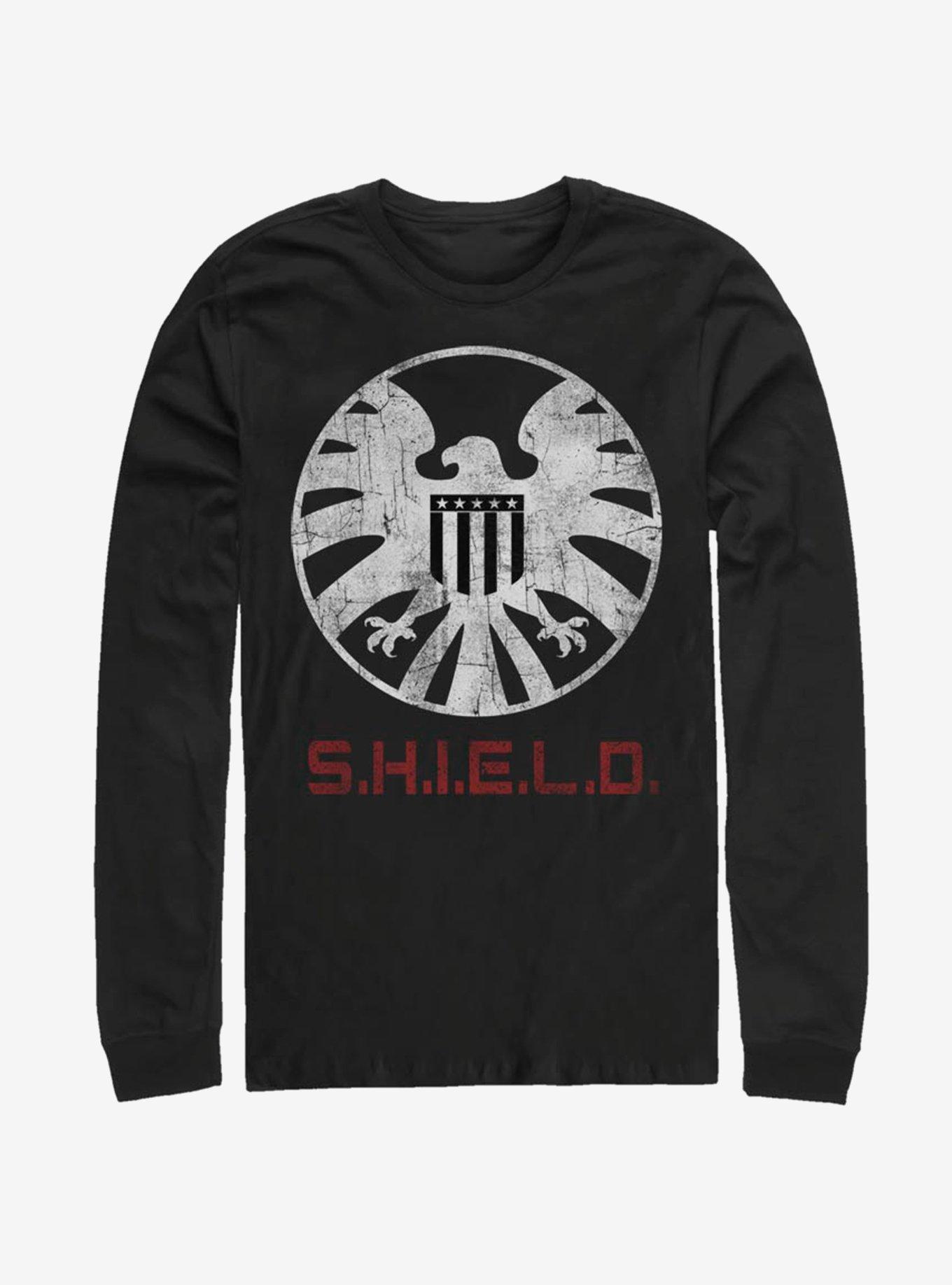 Marvel Avengers Shield Branding Long-Sleeve T-Shirt - BLACK | BoxLunch