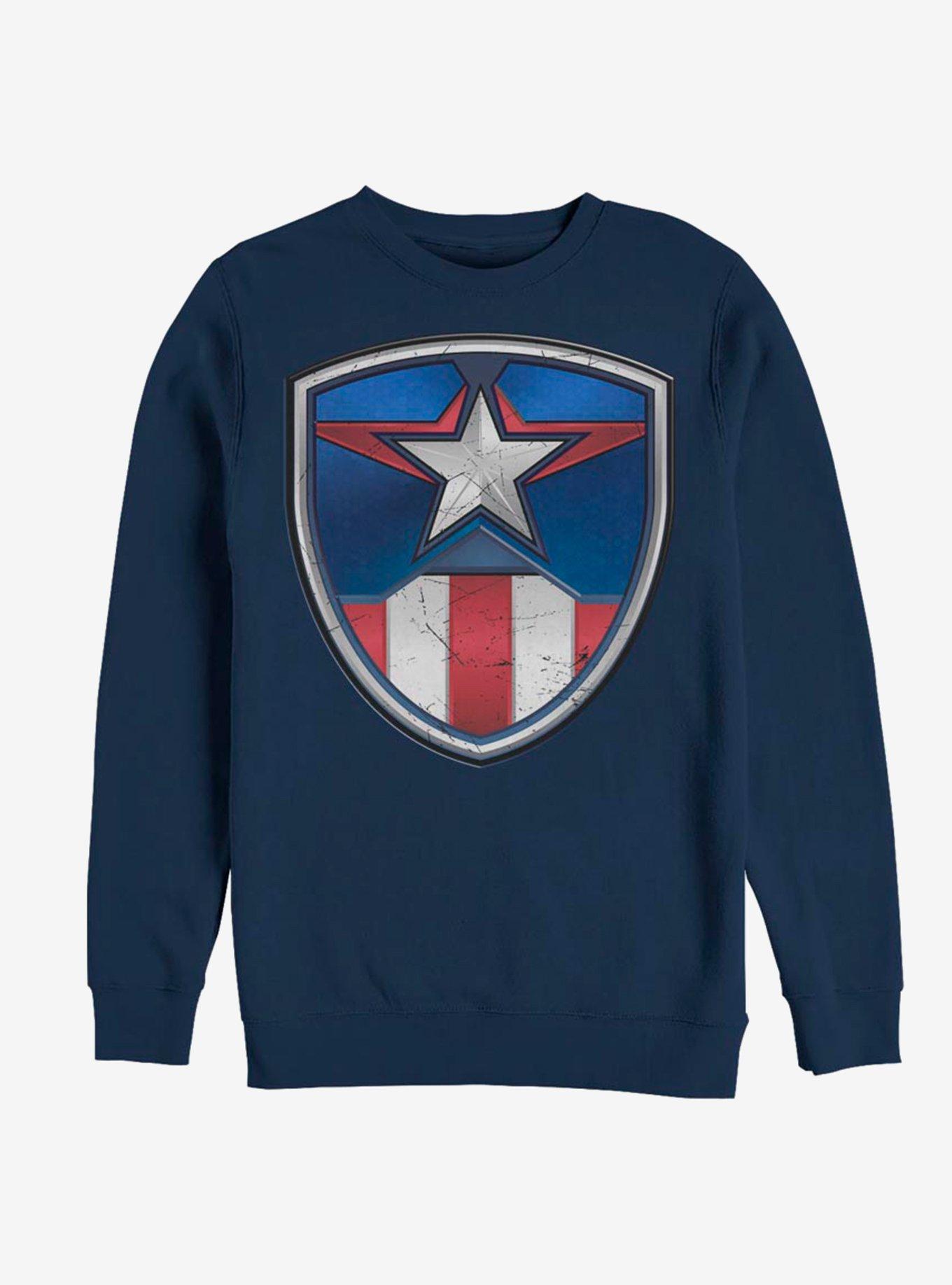 Marvel Captain America Classic Shield Crest Sweatshirt - BLUE | BoxLunch