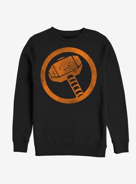 Marvel Thor Orange Retro Symbol Sweatshirt - BLACK | BoxLunch
