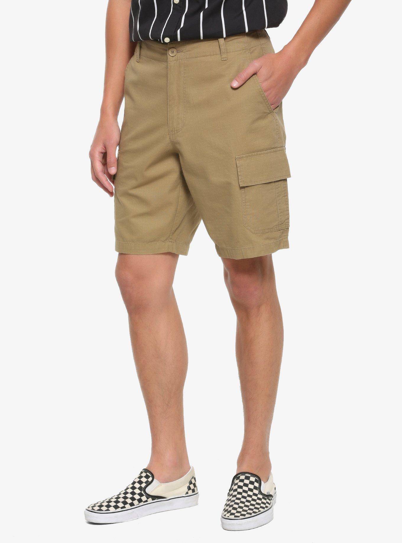 HT Denim Tan Cargo Shorts | Hot Topic