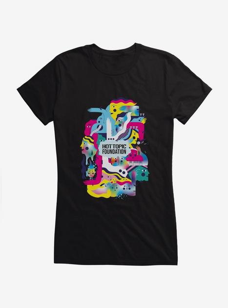 Hot Topic Foundation Mural Blue Logo Girls T-Shirt | Hot Topic