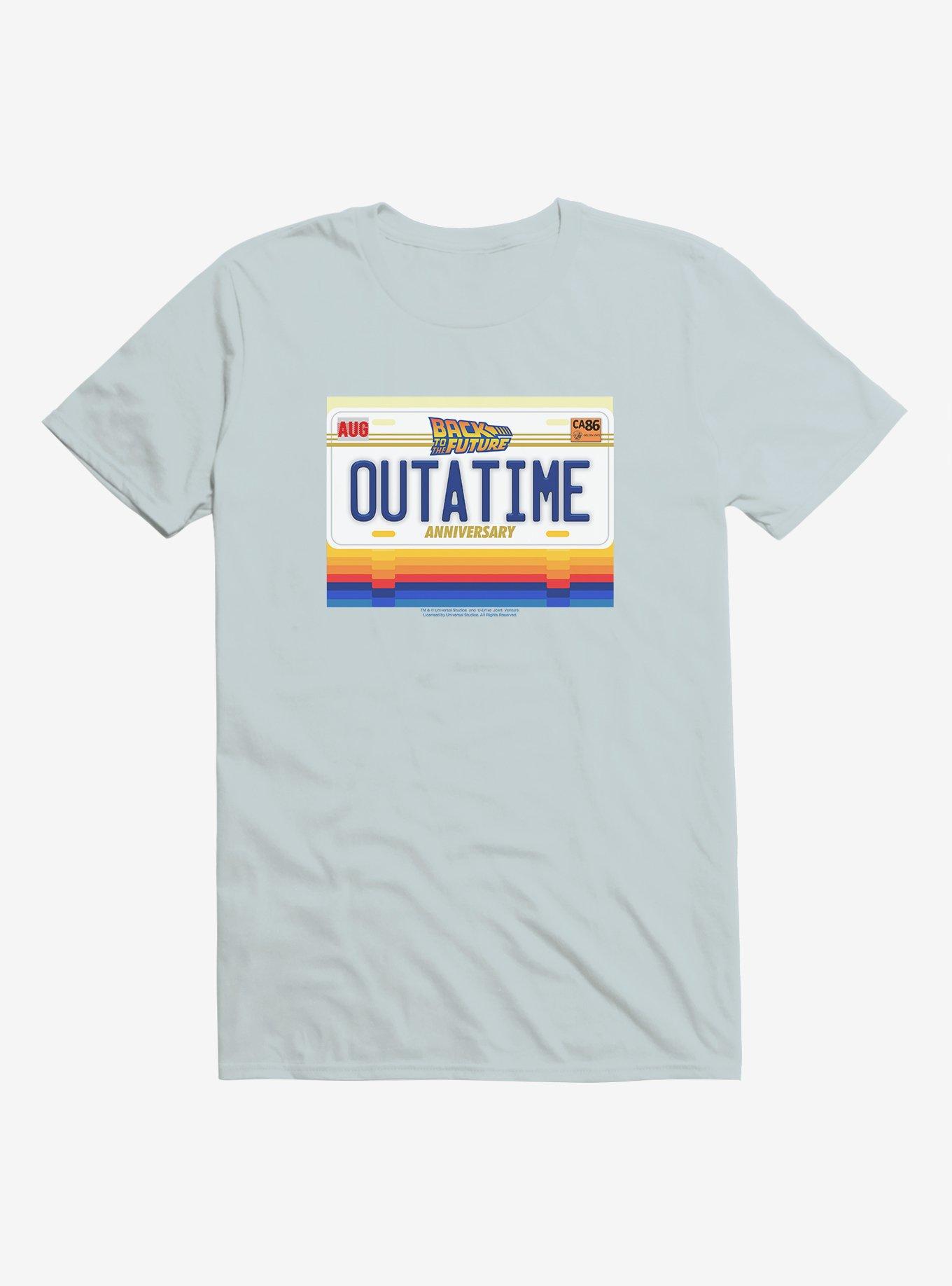 Back To The Future Out A Time License Plate T-Shirt - BLUE | BoxLunch
