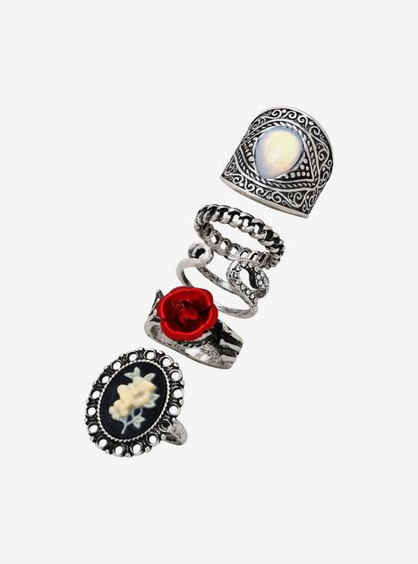 Rose Cameo Ring Set | Hot Topic