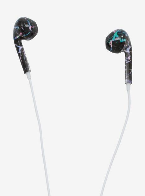 Pink Purple & Blue Crackle Earbuds | Hot Topic