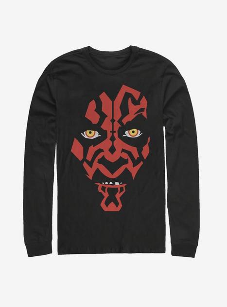 Star Wars Darth Maul Face Long-Sleeve T-Shirt - BLACK | BoxLunch