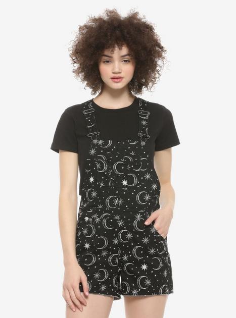 HT Denim Moon & Star Print Shortalls | Hot Topic
