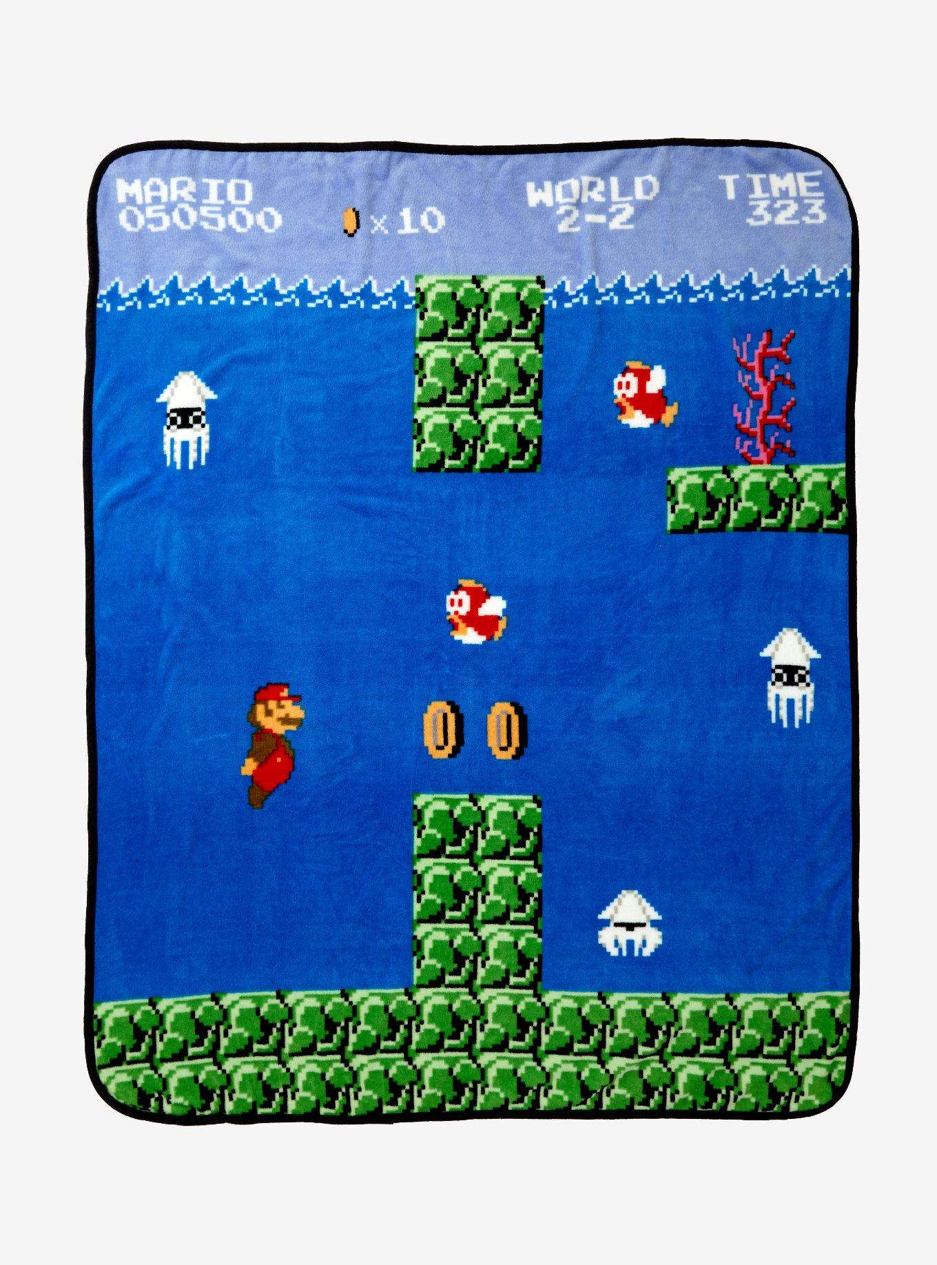 Super Mario Bros. Underwater 8-Bit Throw Blanket | Hot Topic