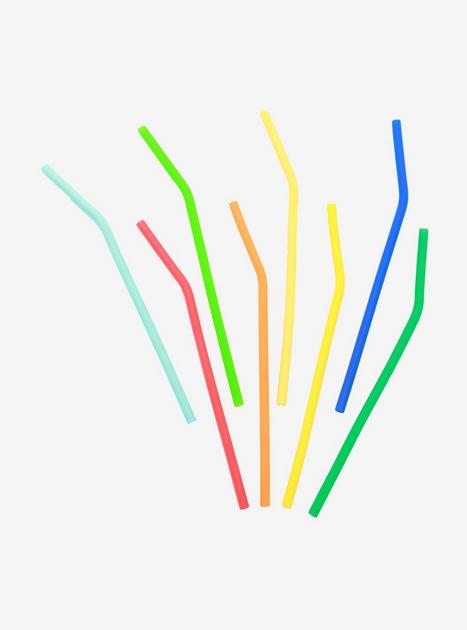 Rainbow Silicone Reusable Straw Set | Hot Topic