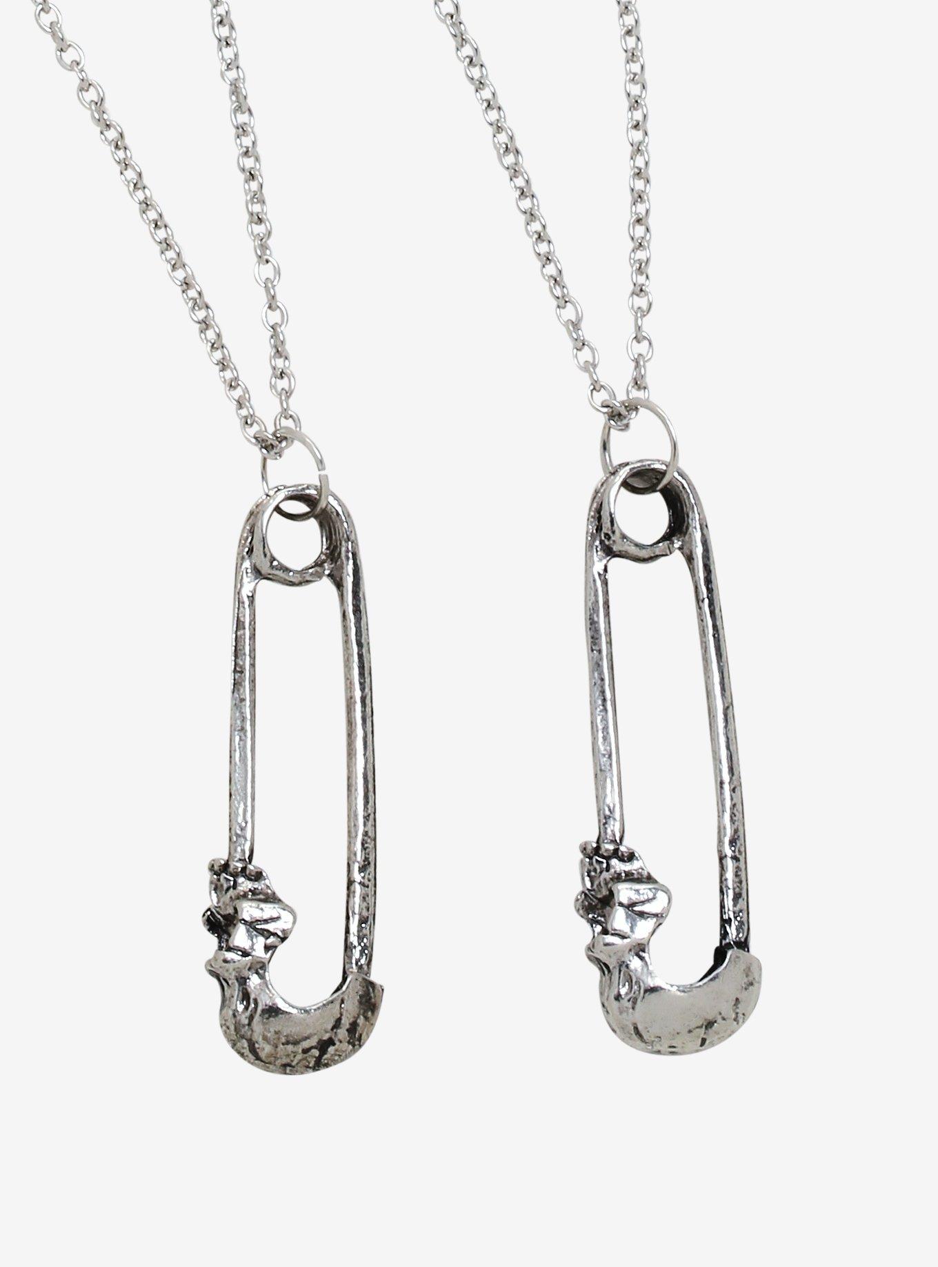 Skull Safety Pin Best Friend Necklace Set | Hot Topic