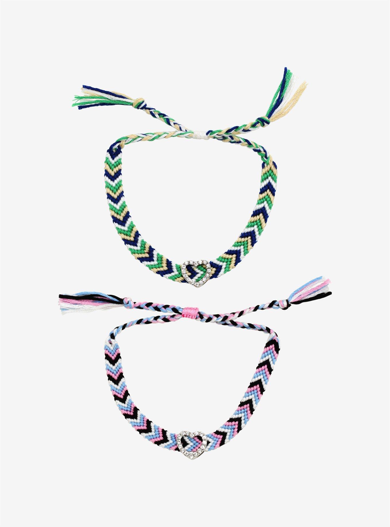 CZ Heart Chevron Best Friend Bracelet Set | Hot Topic