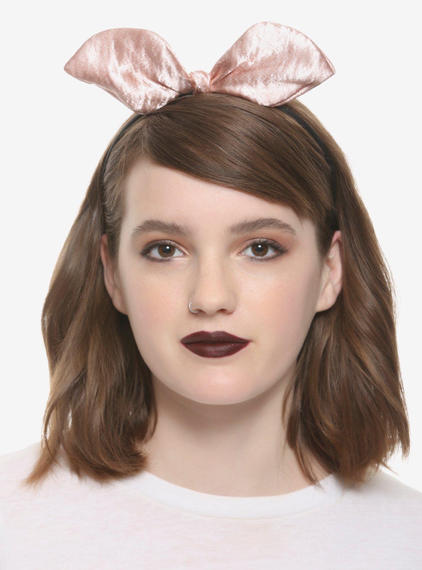 Pink Satin Bow Headband | Hot Topic