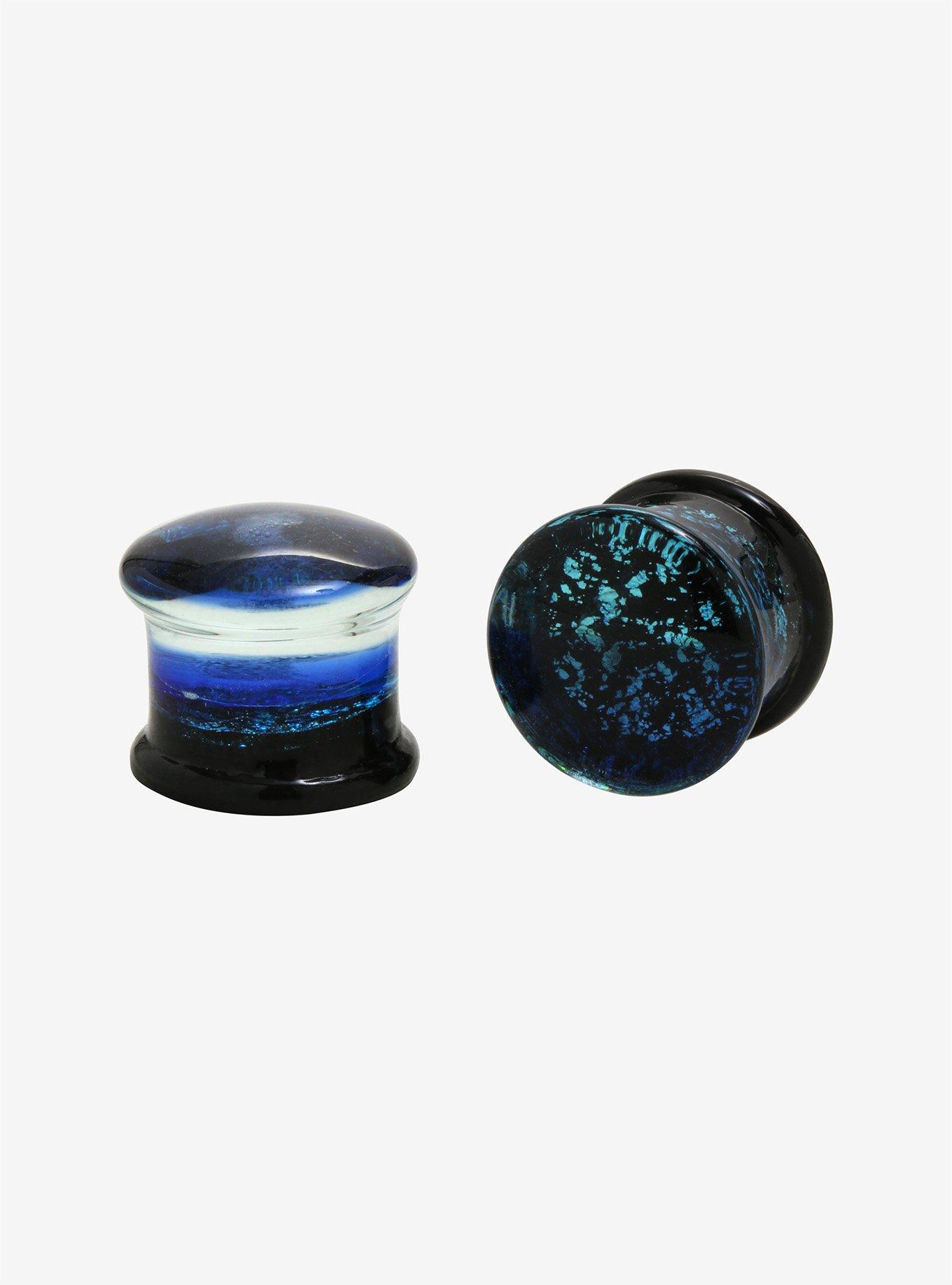 Glass Blue Speckle Double Flare Plug 2 Pack | Hot Topic
