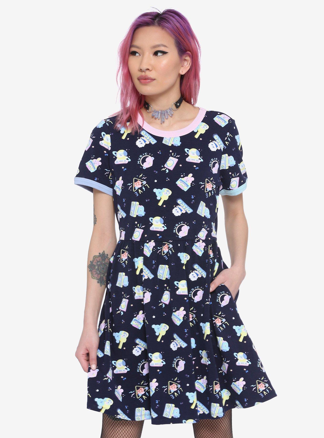 BT21 Pastel Music Print Ringer Dress | Hot Topic