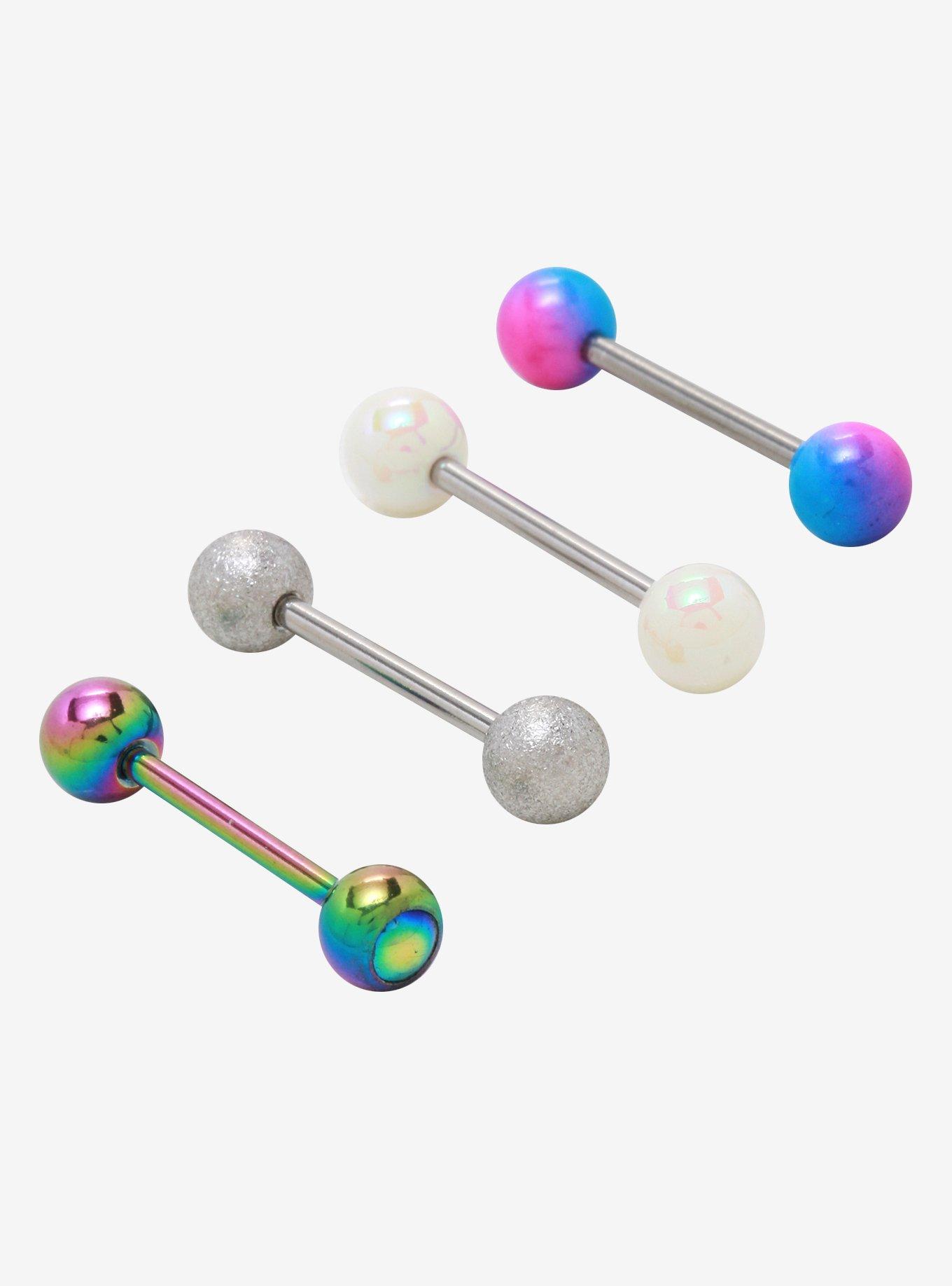 14G Steel Rainbow & Iridescent Barbell 4 Pack | Hot Topic