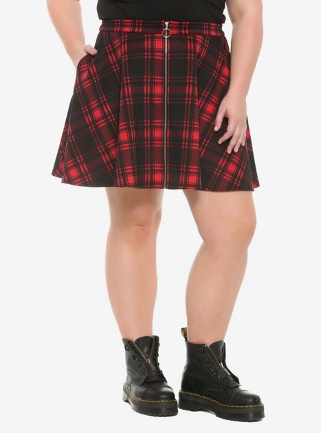 Black And Red Plaid O Ring Skater Skirt Plus Size Hot Topic